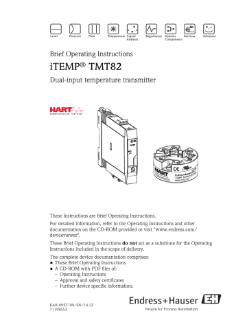 Endres+Hauser iTEMP TMT82 Short Instruction | Manualzz