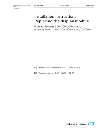 Endres+Hauser Replacing the display module Mounting Instruction | Manualzz