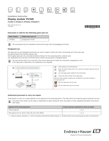Endres+Hauser Display Mounting Instruction | Manualzz