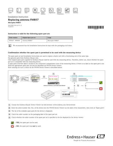 Endres+Hauser Antenna for FMR57 Mounting Instruction | Manualzz