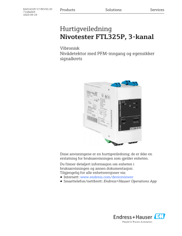 Endres+Hauser Nivotester FTL325P, 3-channel Brugermanual | Manualzz