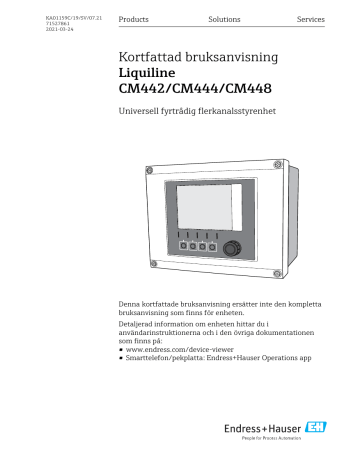 Endres+Hauser Liquiline CM442/CM444/CM448 Användarmanual | Manualzz