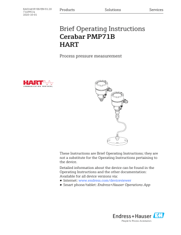 Endres+Hauser Cerabar PMP71B Short Instruction | Manualzz
