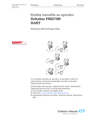 Endres+Hauser Deltabar PMD78B Navodila za uporabo | Manualzz