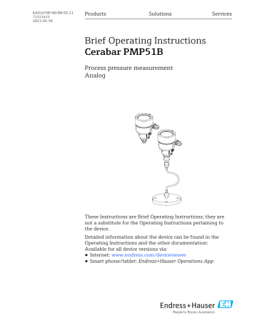 Endres+Hauser Cerabar PMP51B Short Instruction | Manualzz