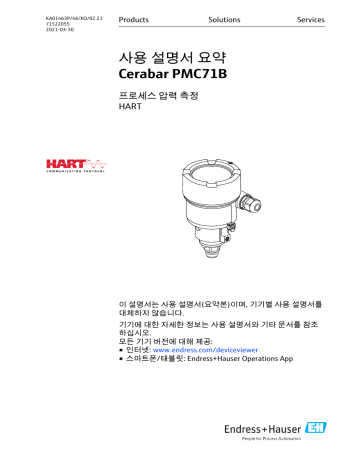 Endres+Hauser Cerabar PMC71B 사용자 설명서 | Manualzz