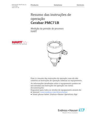 Endres+Hauser Cerabar PMC71B Manual do usuário | Manualzz
