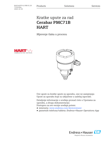Endres+Hauser Cerabar PMC71B Uputstvo za upotrebu | Manualzz