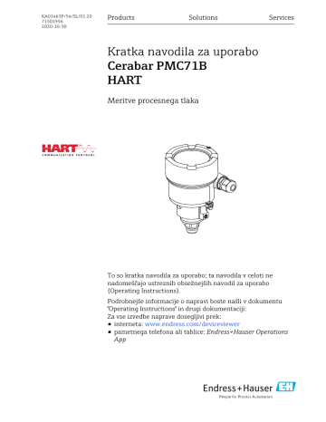 Endres+Hauser Cerabar PMC71B Navodila za uporabo | Manualzz