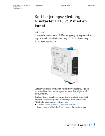 Endres+Hauser Nivotester FTL325P single-channel Brugermanual | Manualzz