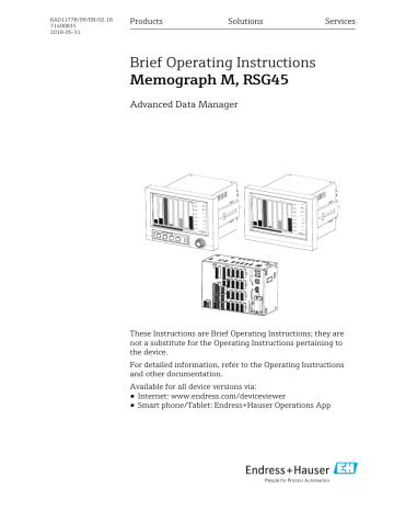 Endres+Hauser Memograph M, RSG45 Brief Short Instruction | Manualzz