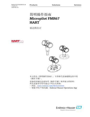 Endres+Hauser Micropilot FMR67 HART Brief ユーザーマニュアル | Manualzz