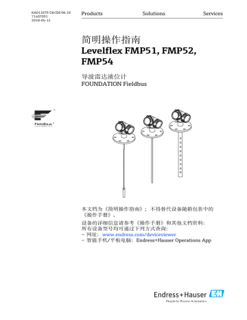 Endres+Hauser Levelflex FMP51, FMP52, FMP54 Brief ユーザーマニュアル | Manualzz