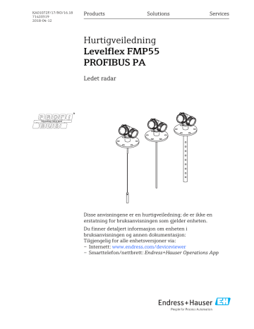 Endres+Hauser Levelflex FMP55 PROFIBUS PA Brief Brugermanual | Manualzz
