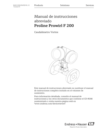 Endres+Hauser Proline Prowirl F 200 Brief Manual de usuario | Manualzz