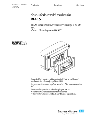 Endres+Hauser RIA15 Brief คู่มือการใช้ | Manualzz