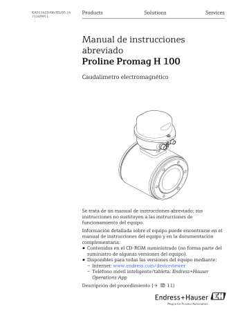 Endres+Hauser Proline Promag H 100 Brief Manual de usuario | Manualzz