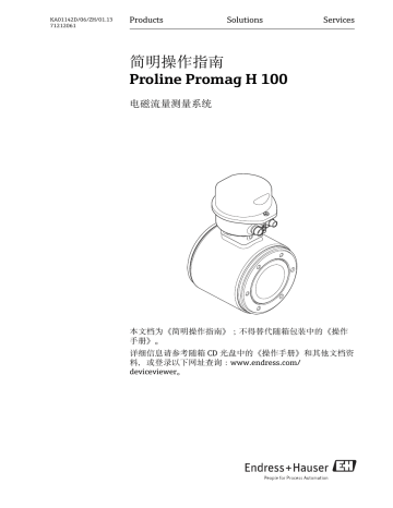 Endres+Hauser Proline Promag H 100 Brief ユーザーマニュアル | Manualzz