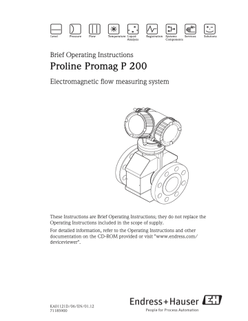 Endres+Hauser Proline Promag P 200 Brief Short Instruction | Manualzz