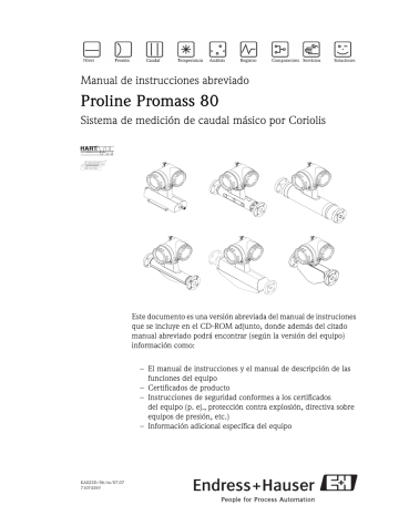 Endres+Hauser Proline Promass 80 Brief Manual de usuario | Manualzz