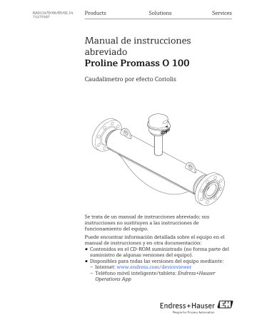 Endres+Hauser Proline Promass O 100 Brief Manual de usuario | Manualzz