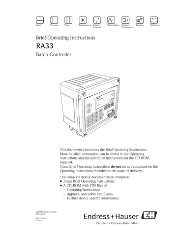 Endres+Hauser Batch Controller RA33 Short Instruction | Manualzz