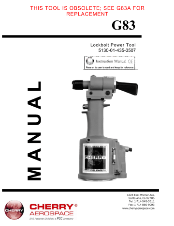 Cherry Aerospace G83 Lockbolt Power Tool Installation Manual | Manualzz