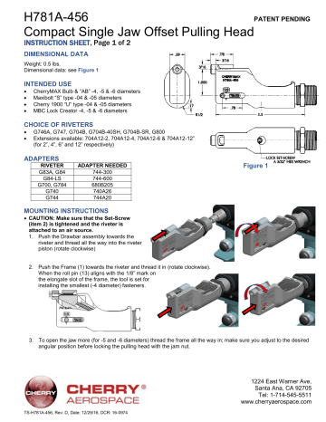 Cherry Aerospace H781A-456 Compact Single Jaw Offset Pulling Head Installation Manual | Manualzz