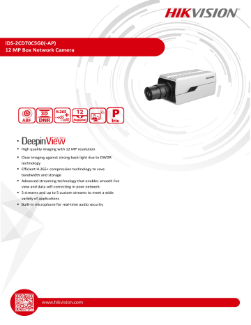 Hikvision iDS-2CD70C5G0-AP Network Camera Data Sheet | Manualzz