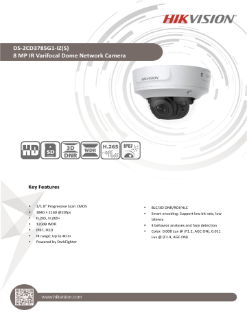 Hikvision DS-2CD3785G1-IZS Network Camera Data Sheet | Manualzz