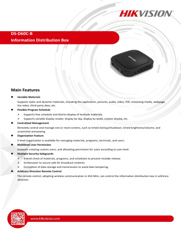 Hikvision DS-D60C-B Digital Signage Data Sheet | Manualzz