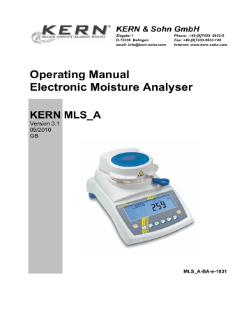 Kern MLS 150-2A Operating instructions | Manualzz