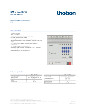 THEBEN DM 4 DALI KNX Data papier | Manualzz