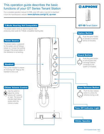 Aiphone GT-1D Operation Manual | Manualzz