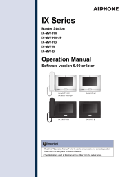 Aiphone IX-MV7 - Operation manual, Installation manual