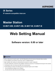 Aiphone IX-MV7 - Operation manual, Installation manual