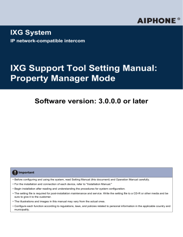 Aiphone IXG Support Tool Install Manual | Manualzz