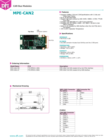 Dfi MPE-CAN2 Datasheet | Manualzz