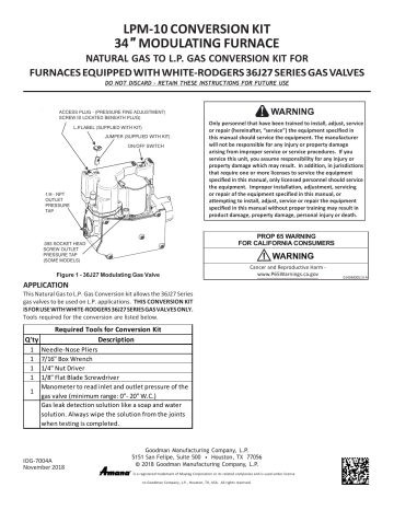 Goodman LPM-10 Propane Conversion Kit Installation Instructions | Manualzz