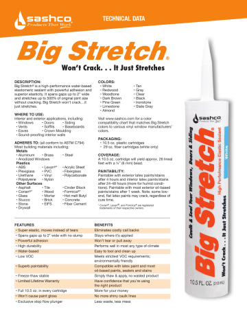 Sashco Big Stretch Technical Data | Manualzz