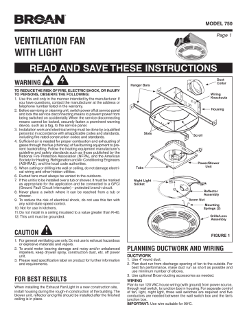 Broan-NuTone 750 Ventilation Fan Installation Guide | Manualzz