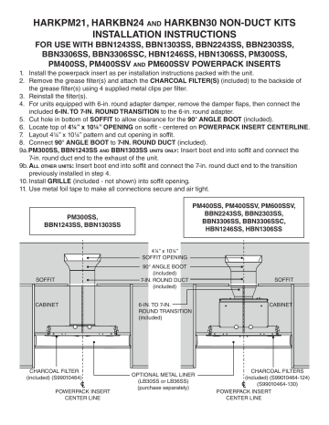 Broan-NuTone HARKBN30 Optional Non-Duct Kit Guide d'installation | Manualzz