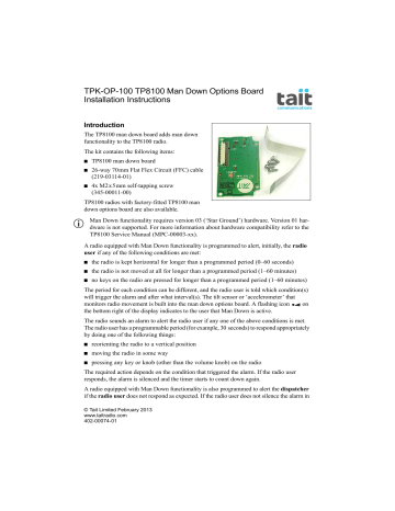 Tait TP8100 Analog Installation Instructions | Manualzz
