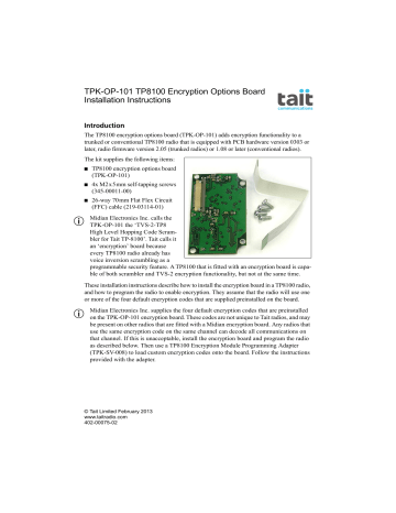 Tait TP8100 Analog Installation Instructions | Manualzz