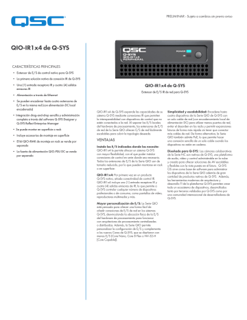 QSC Q-SYS QIO-IR1x4 network IR I/O expander Especificación | Manualzz