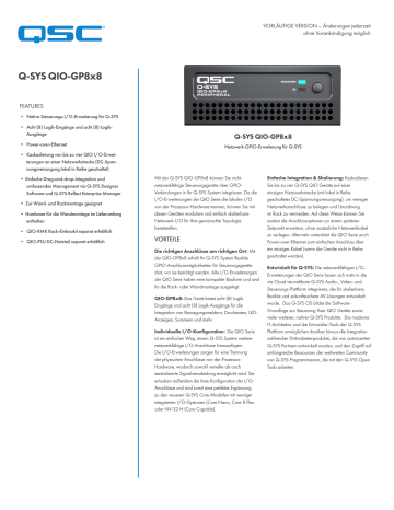 QSC Q-SYS QIO-GP8x8 network GPIO expander Spezifikation | Manualzz
