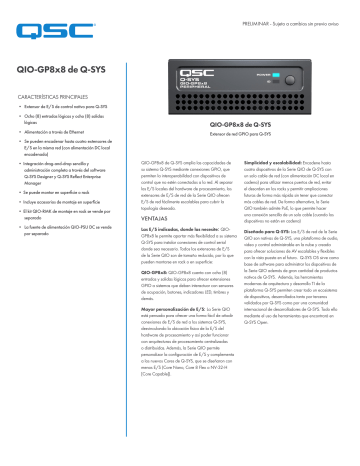 QSC Q-SYS QIO-GP8x8 network GPIO expander Especificación | Manualzz