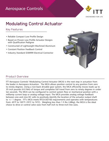 ITT Aerospace Modulating Control Actuator Spec Sheet | Manualzz