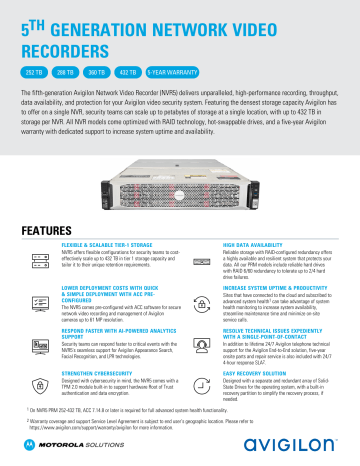 Avigilon NVR5 Premium Datasheet | Manualzz