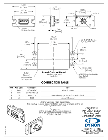 Dynon SV-BUTTON-DISC Installation Guide | Manualzz